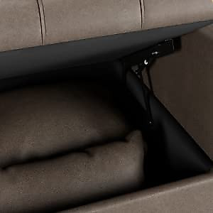 Assile Faux Leather Love Seats Couch, Modern Design with Button Tufted and Gold Metal Leg, Lift-Up Storage Box, Thickened Cushion Sofa in Dark Brown