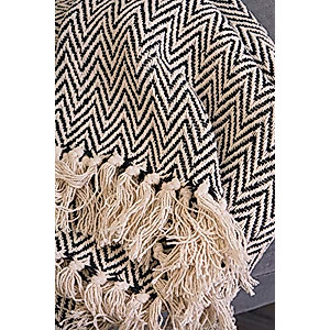 DII Chevron Throw Collection Handloomed Cotton, 50x60, Black