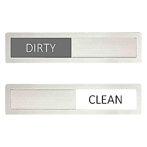 Clean Dirty Sign,Clean Dirty Stainless Steel Dishwasher Magnet Sign,Dish Wash Silder Sign Magnet for Kitchen,Kitchen Dishwasher Magnets Sign, No-Scratch Strong Magnets, Dirty Clean Dishwasher Magnet with 3 Double-Sided Stickers