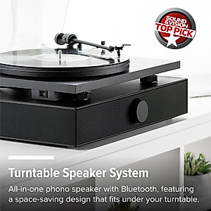 Andover Audio Spinbase Speaker System Designed for Turntables; Phono Input, Bluetooth, aux-in, Bass and Treble Control, ISOGroove Anti-Feedback - (Black)