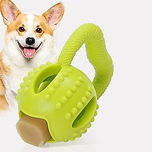 Dog Rope Toys for Aggressive Chewers Square Ring Interactive TPR Chew Toy with Cheese for Dogs Teeth Cleaning and Puzzle Solving Dog Toys (Green, One Size)