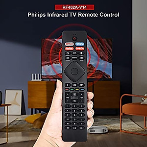 New RF402A-V14 Universal TV Remote Replacement for Philips Smart Android TV 43PFL5604/F7 43PFL5704/F7 50PFL5604/F7 50PFL5704/F7 55PFL5604/F7 75PFL5704/F7 (No Voice)