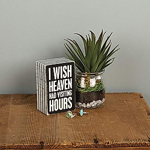 Primitives by Kathy 28462 Pinstripe Trimmed Box Sign, 2.5 x 4-Inches, Visiting Hours , Black