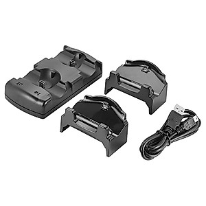 KlsyChry Playstation 3 Controller Charger PS3 / PS3 Move / PS4 Docking Charging Station with USB Cable, [Dual Slot] Charging Dock Station Removable Charger Stand