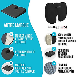 FORTEM Chair Cushion, Seat Cushion for Office Chair, Lumbar Support Pillow for Chair, Car Seat Cushion, Back Support Memory Foam Pillow Washable Cover (Black, Mesh)