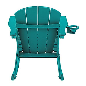 doubob Outdoor Patio Rocking Adirondack Rocker Modern Plastic Weather Resistant HDPE Lawn Chair for Porch, Garden Fire Pit Beach Backyard, Extra Large, Blue