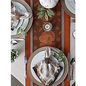 DII Traditional Harvest Wheat Jacquard Collection Thanksgiving Fall Table Décor Damask Cotton, 14x72 Rectangle Table Runner, Wine Red Botanical
