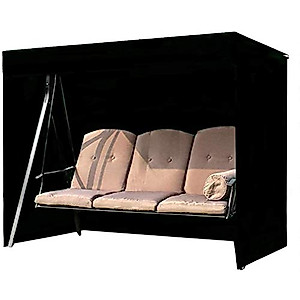 Outdoor Swing Cover 420D Waterproof 3 Triple Seater Hammock Swing Glider Canopy Replacement Cover 87”Lx49”Wx67”H Durable All Weather Protection Patio Furniture Covers(Black)