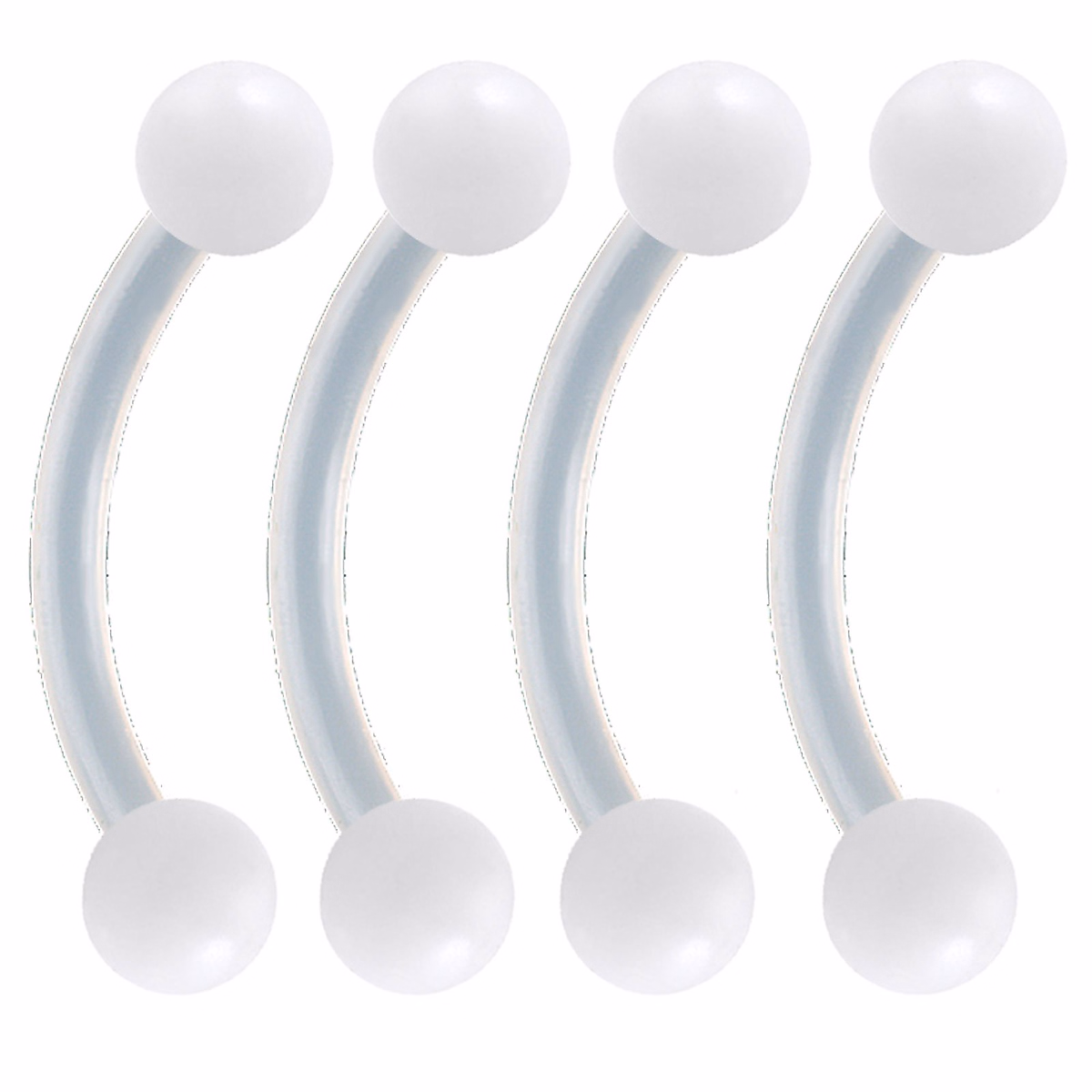 bodyjewellery 16g 16 gauge 3/8 10mm acrylic eyebrow lip ear tragus rings curved curve barbell straight bar white lot AIKG Piercing 4Pcs