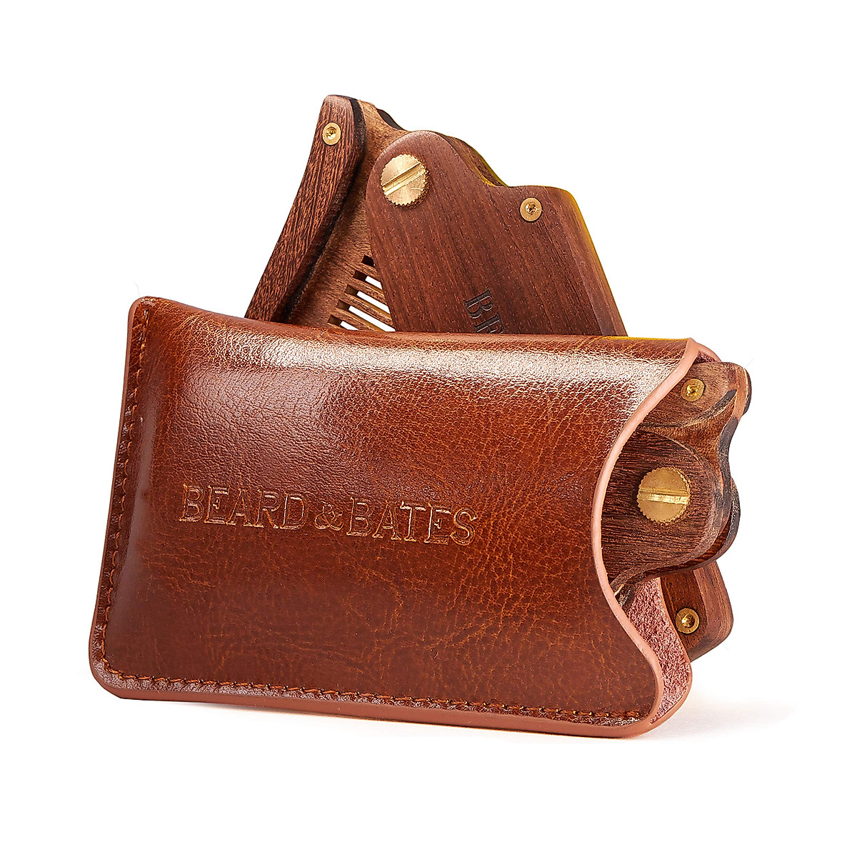 Beard & Bates Genuine Leather Pouch - For The Sandalwood Switchblade | Protective Accessory Case for Wooden Comb (POUCH ONLY!!)