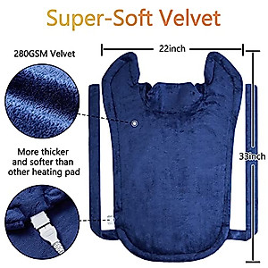 CAROMIO Heating Pad for Neck and Shoulders Back Pain Relief, Electric Weighted Heating Pads with Auto Shut Off Large, Full Body Back Heat Pad Fast Heating, 4 Temperature Settings (Navy Blue, 33"x22")