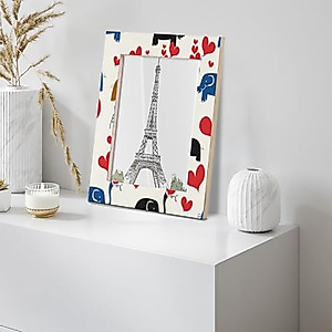Yzrwebo Cartoon Elephant 5x7 Picture Frame Red Love Hearts Wood Photo Frames High Transparent Horizontal and Vertical Tabletop Display or Wall Mounting for Family Home Gallery Office