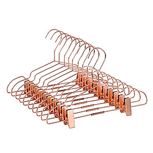 10Pack Koobay 13" Rose Copper Gold Shiny Metal Wire Top Clothes Hangers With Clips for Shirts Coat Storage & Display