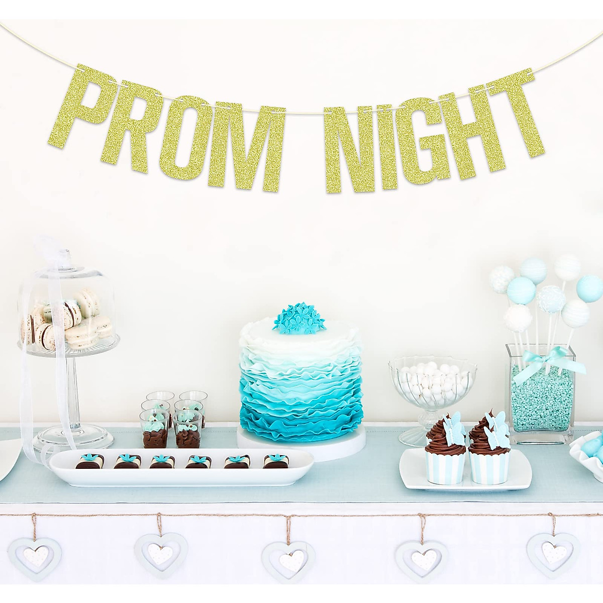 Prom Night Banner, Prom 2025 Decor, Class of 2025 Graduation Bunting Garland, Congrats Grad Party Decorations Gold Glitter