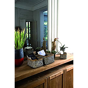 Compactor Bamboo Zebra Basket, Large, Black/Natural