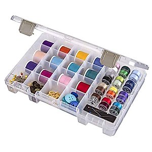 ArtBin 6911AB Sew-Lutions Bobbin/Supply Box Sewing Organizer, [1] Plastic Storage Case, Clear