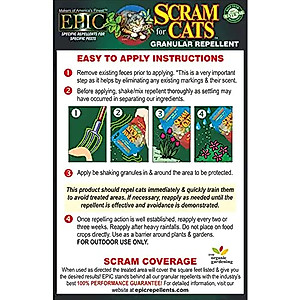 Epic Scram for Cats Outdoor Organic All Natural Granular Animal Repellent Garden and Yard Protector, Repels with Scent, 6 Pound Bucket