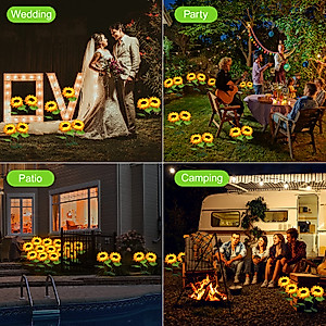 Solar Sunflowers Lights Outdoor Garden Decorative LED Lights Waterproof Solar Landscape Lights for Pathway, Garden,Yard, Patio, Backyard