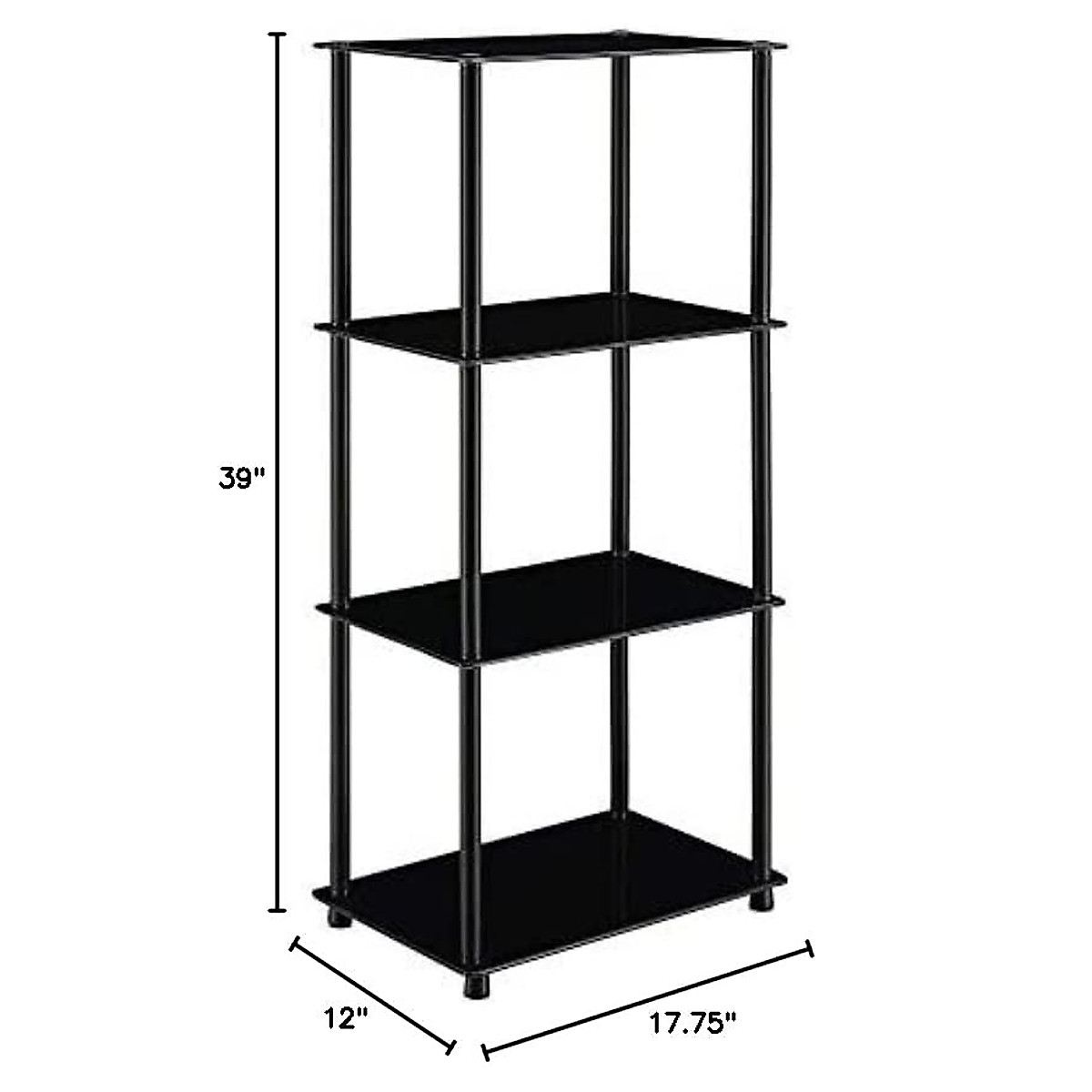 Convenience Concepts Designs2Go Classic 4-Tier Tower, Black Glass