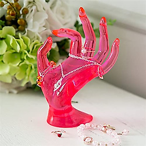 Maxsirui Hand Form Ring Holder Jewelry Display Organization Rack Bracelet Ring Watch Stand Support Aesthetic Decor Y2k Room Decor(Rose Red)