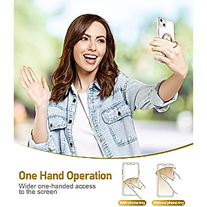 UKKITEK Magsafe Ring Holder for iPhone 14 13 12 MagSafe Accessories, Adjustable Magnetic Finger Ring Grip Stand Compatible Mag Safe Case, Removable When Wireless Charging - Luxury Pink