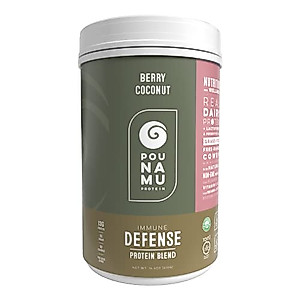 Pounamu Immune Defense Berry Coconut Protein Powder Blend | Grass-Fed, Free-Range New Zealand Whey Protein + Lactoferrin + Probiotics + Vitamins C & D for Immune and Digestive Health 14.4OZ
