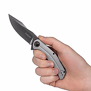Kershaw Believer Pocketknife, 3.25" 8Cr13MoV Steel Clip Point Blade, One-Handed Assisted Opening, Frame Lock System