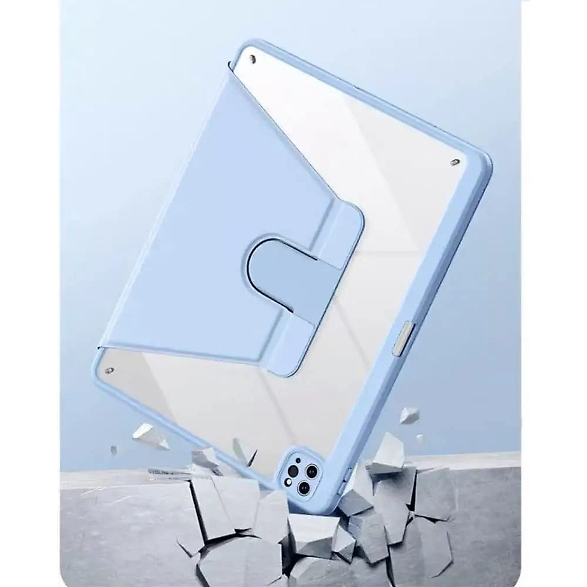 AnMengXinLing Rotating Keyboard Case for iPad 9th /8th /7th Gen 10.2 Inch, Vertical Case for iPad 9/iPad 8/iPad 7 with Detachable Keyboard Mouse,Clear Cover with Pencil Holder, Blue