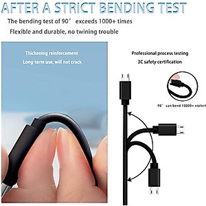 WZHENB 10Ft Micro USB Charger Charging Cable Power Cord Compatible for Keyboard Folio m1, Logitech MX Master 2S/ MX Anywhere 2, K800 Y-R0011, Corsair K63 & More Micro USB Keyboard
