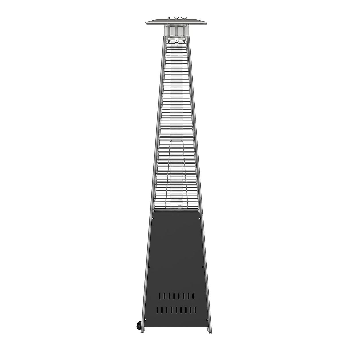 Flash Furniture Outdoor Patio Heater with Wheels - Black - 42,000 BTU - 7.5 Feet Tall - Stainless Steel - For Residential and Commercial Use