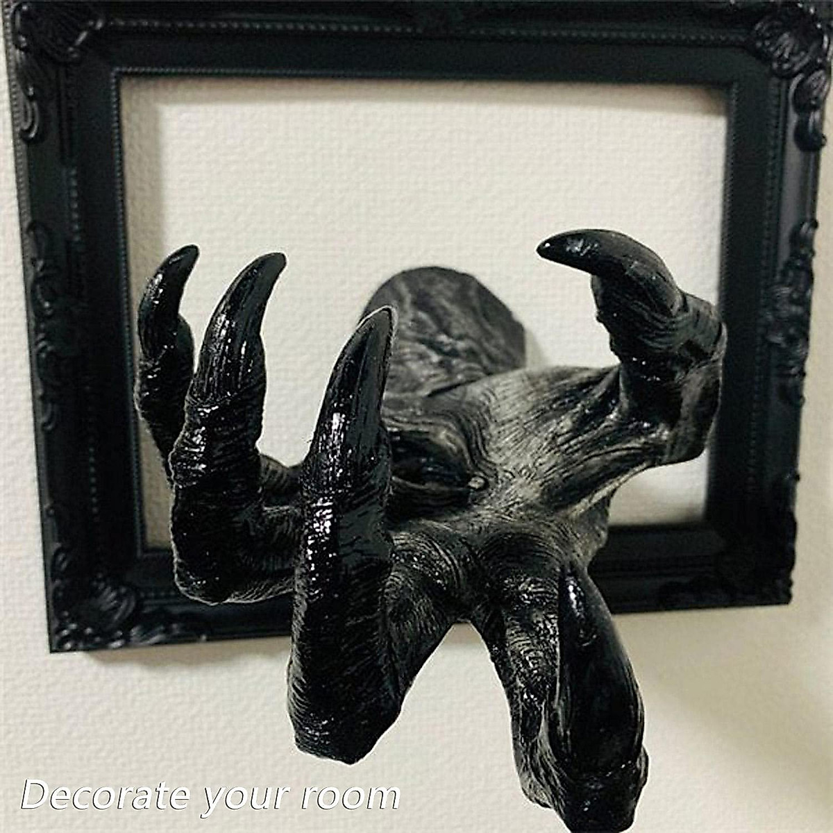 BAWAQAF, Witchs Demon Hand Statue Wall Hanging Ornament 3D Simulation Decorative Resin Art Open Hand Sculpture Statue Mythical Fantasy Home Decor,for Home Office Bar (Black)