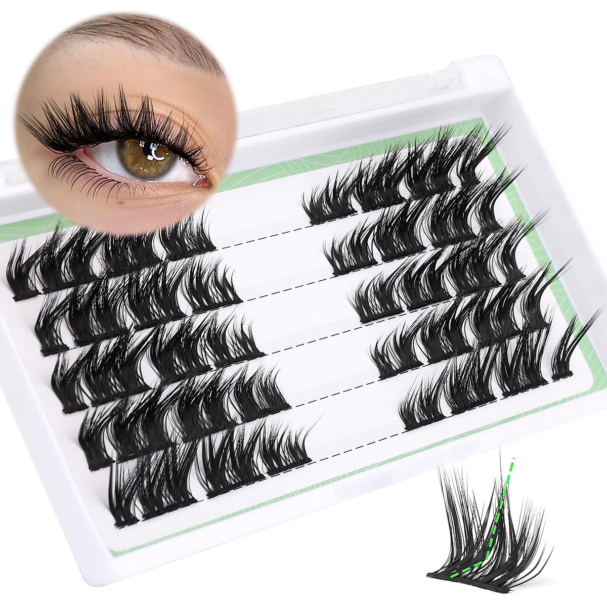 Alice DIY Lash Extensions Clusters Eyelashes L Curl Lash Clusters Cat Eye Individual Lashes Fluffy Wispy DIY Cluster Lashes Extensions False Eyelashes by ALICE Black