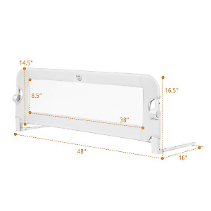 BABY JOY Bed Rails for Toddlers, Swing Down Safety Bed Guard for Convertible Crib, Folding Baby Bedrail for Kids Twin, Double, Full Size Queen & King Mattress (48-Inch, White)