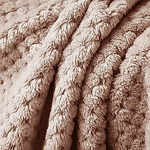 Exclusivo Mezcla Fleece Throw Blanket, Super Soft and Warm Blankets for Couch, Sofa and Bed Waffle Textured, Cozy, Fuzzy and Lightweight (Camel, 40x50 Inches)