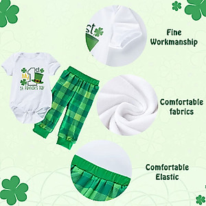 XIFAMNIY Baby Boys Newborn My first St. Patrick's Day Green 2PCs Bodysuit Romper Pant Outfit Set