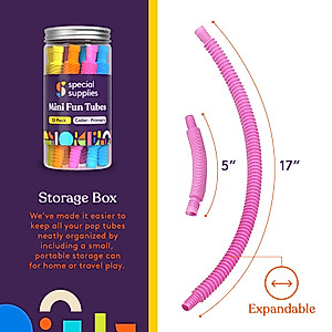 Special Supplies Fun Pull and Stretch Tubes for Kids - Pop, Bend, Build, and Connect Toy, Provide Tactile and Auditory Sensory Play, Colorful, Heavy-Duty Plastic (Primary-12)