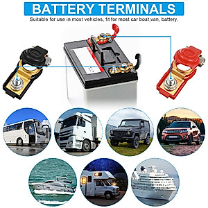 Car Battery Terminal Clamps Connectors Battery Cable Terminal Positive Negative Auto Cable Terminal Top Post with Plastic Cover For Cars, Truck and Van(8 Pieces)