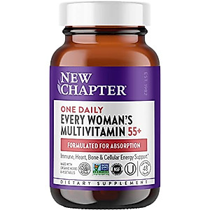 New Chapter Women's Multivitamin 50 plus for Cellular Energy, Heart & Immune Support with 20+ Nutrients + Astaxanthin - Every Woman's One Daily 55+, Gentle on The Stomach, 48 Count