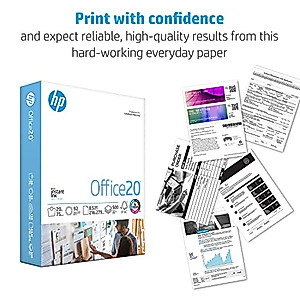 HP Printer Paper | 8.5 x 11 Paper | Office 20 lb | 5 Ream Case - 2500 Sheets | 92 Bright | Made in USA-FSC Certified | 112150C