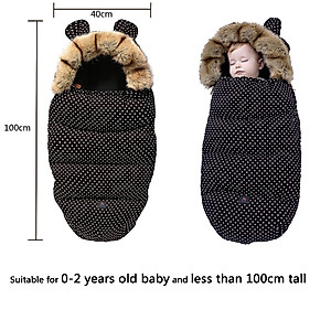 Baby Sleeping Bag Winter Keep Warm Baby Stroller Bunting Bags for 0-3 Year-old Universal Baby Stroller Sleeping Bag Footmuff Outdoor Thick Warm Infant Stroller Sleeping Blanket (Gray) (FYSD-18-1129)