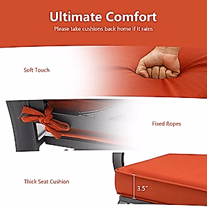 Giantex 2 Seats Glider Bench for Outside, Patio Glider Porch Loveseat w/Cushions & Powder Coated Steel Frame, Double-Seat Outdoor Glider for Patio, Garden, Backyard (Red)