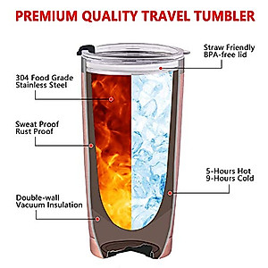 GINGPROUS Dog Mom Travel Tumbler Dog Lover Gifts for Women, Funny Travel Tumbler Gifts for Mother's Day Dog Mom Dog Lover Daughter Wife Friend, 20 Oz Insulated Travel Tumbler, Rose Gold