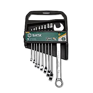 SATA 9 Piece  12 Point Combination Wrench Set | SAE sizes 1/4" - 3/4" | Off Corner Loading | ST09019G