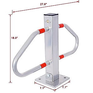 AMZOSS Parking Blockers, Parking Space Lock Folding Parking Barrier with Lock, Heavy Steel Parking Obstacle Pile with Warning Stripes, Parking Piles, Driveway Parking Interceptor Bollard