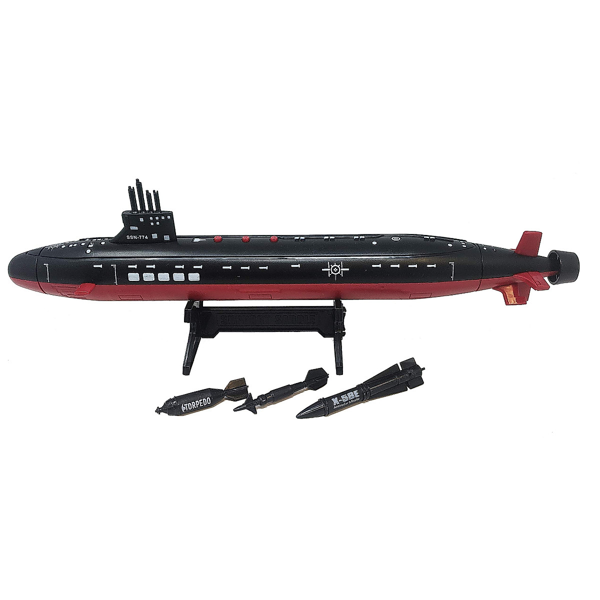 16.5 Inch Toy Navy Black Submarine with Sound Effects and Torpedo (2 Pack)