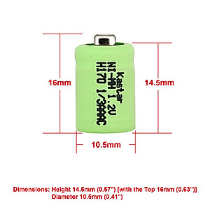 Kastar 4-Pack Battery Replacement for Solar Battery, Outdoor Solar Garden Art Light Battery, 1/3AAA-150NM-NT Nickel Metal Hydride, GP - 17AAAH, GP17AAAH, Sanyo N-50AAA, GP 1/3AAA-170NM, Waco ACK40303