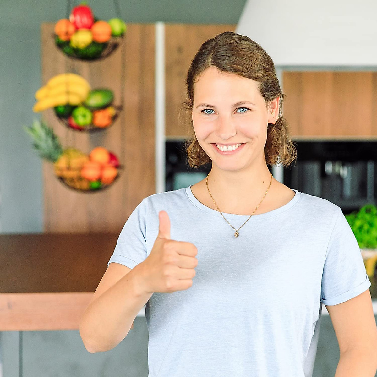 Chefarone Hanging Fruit Basket and Vegetable Basket - 3 Tier Hanging Storage Rack (Black)