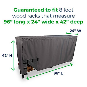 Hybrid Covers Firewood Rack Cover V2.0 suits 8 foot Wood Pile Log Rack Outdoor, Heavy Duty Firewood cover, Universal Size, 600D Marine Grade Waterproof Solution dyed fabric with Fade resistant UV