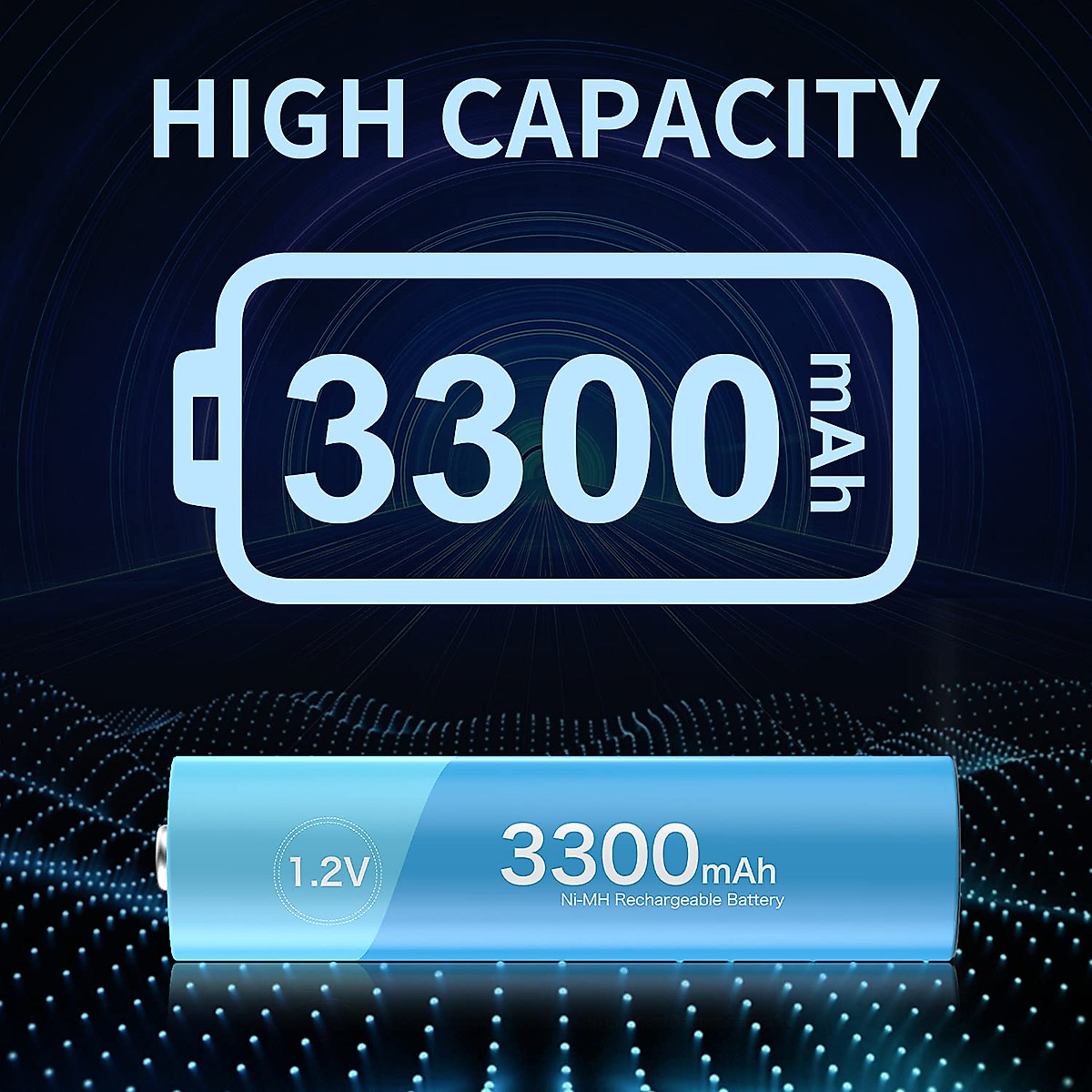 Deleepow Rechargeable AA Batteries 3300mAh AA Nimh Rechargeable Batteries 1200 Cycles 1.2V 8-Pack with USB-C and Micro USB 2 Charge Port LCD Charger