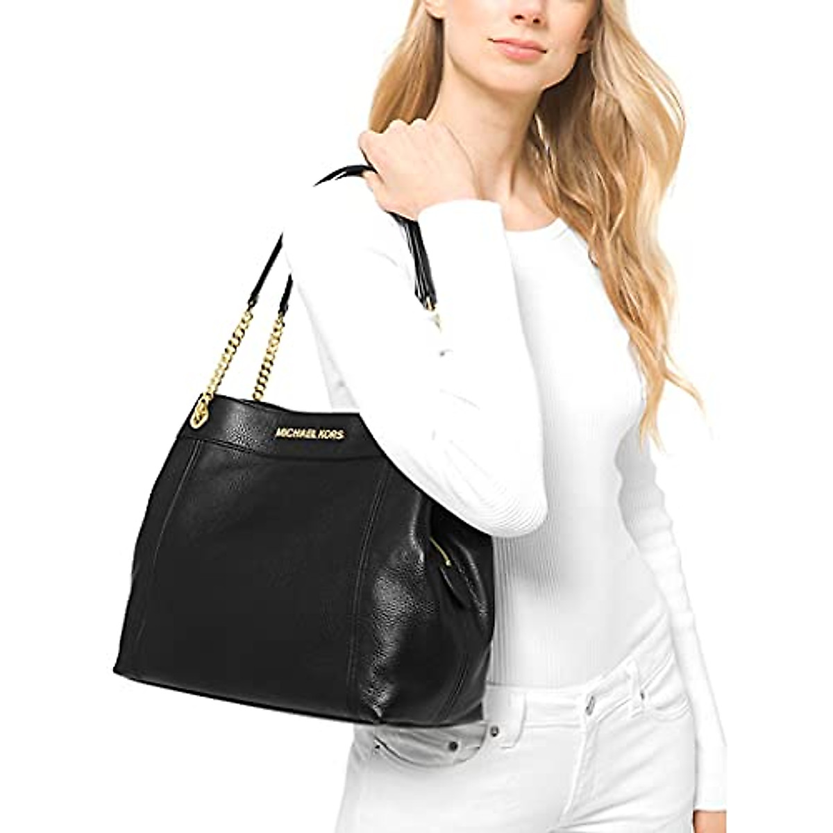 Michael Kors Jet Set Item Large Chain Shoulder Tote - Black